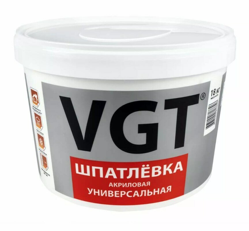 VGT / ВГТ шпатлевка универсальная акриловая для наружных и внутренних работ (18 кг)