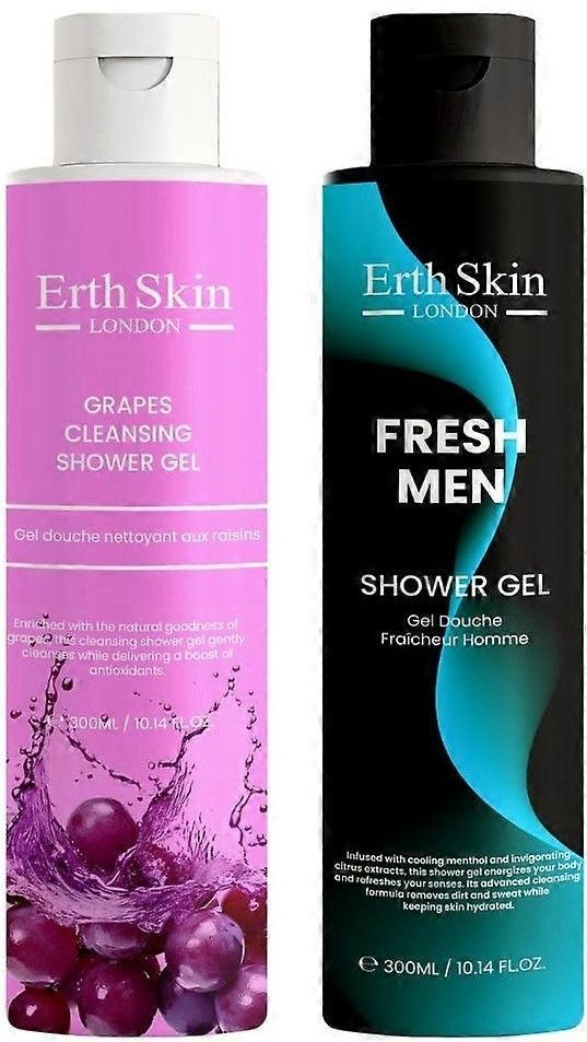 Erth Skin London Гель для душа Grapes Cleansing Shower Gel, Fresh Men Shower Gel 2х300мл