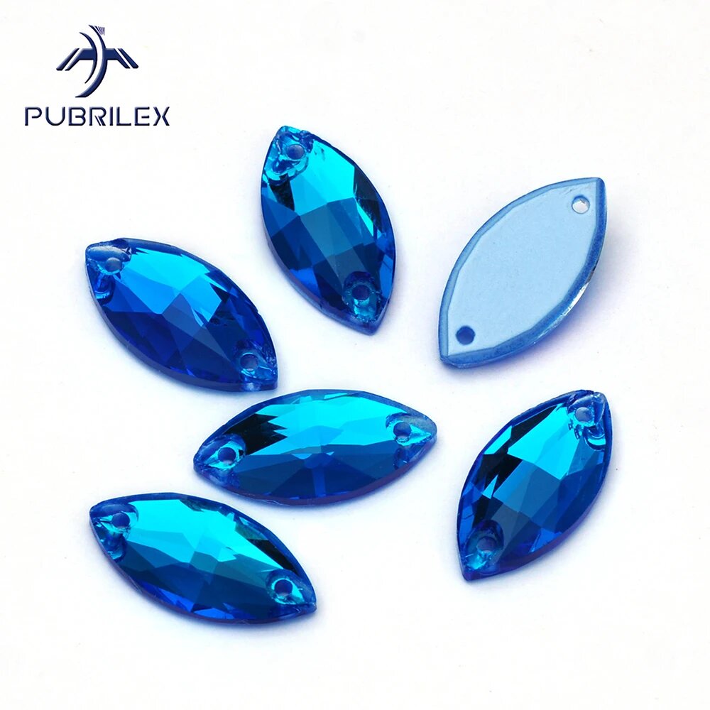 PUBRILEX Стразы Стекло Неоновые Синий, 9x18mm 24Pcs, ELEC Blue DeLite