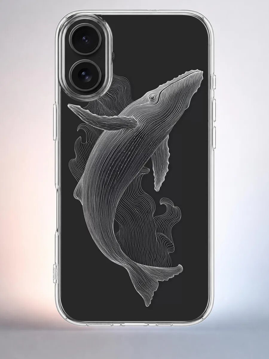 Чехол iPhone 16 кит рисунок силиконовый