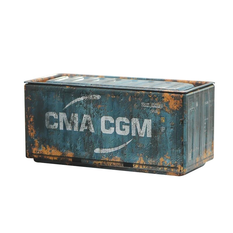 Модель контейнера в состаренном виде CMA CGM, железная коробка для стола, масштаб 1:10