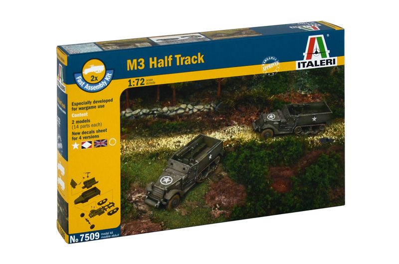 Сборная модель автомобиля Американский бронетранспортер M3A1 scout car Масштаб 1/72 (8,3 см) Italeri Арт.7509ИТ