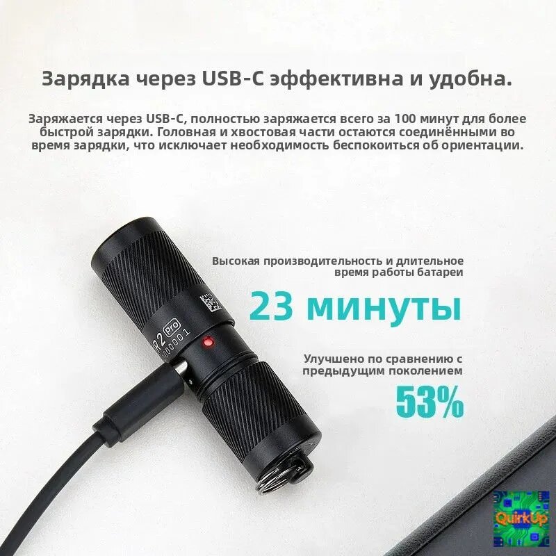Фонарь-брелок светло-синий желтый 2 Вт холодный белый встроенный аккумулятор 50 — фото 1