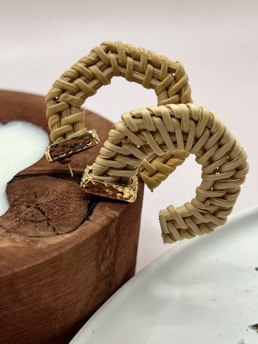 Серьги из ротанга — фото 1