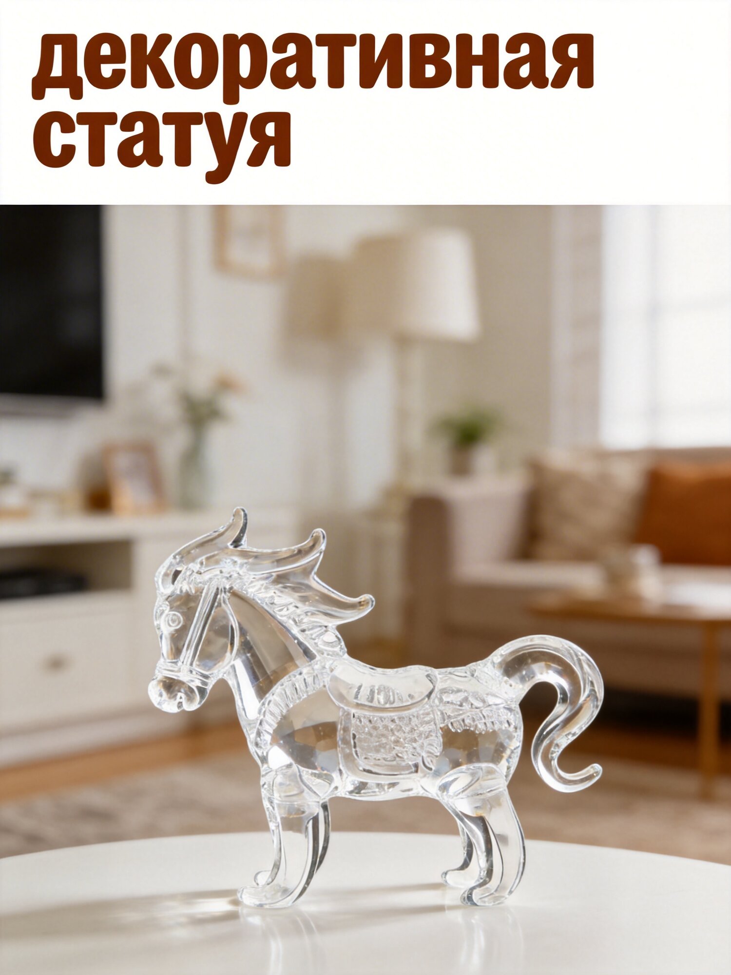 Декоративная Скульптура Лошади, Прозрачный Хрусталь, Символ Удачи, 1Пакет