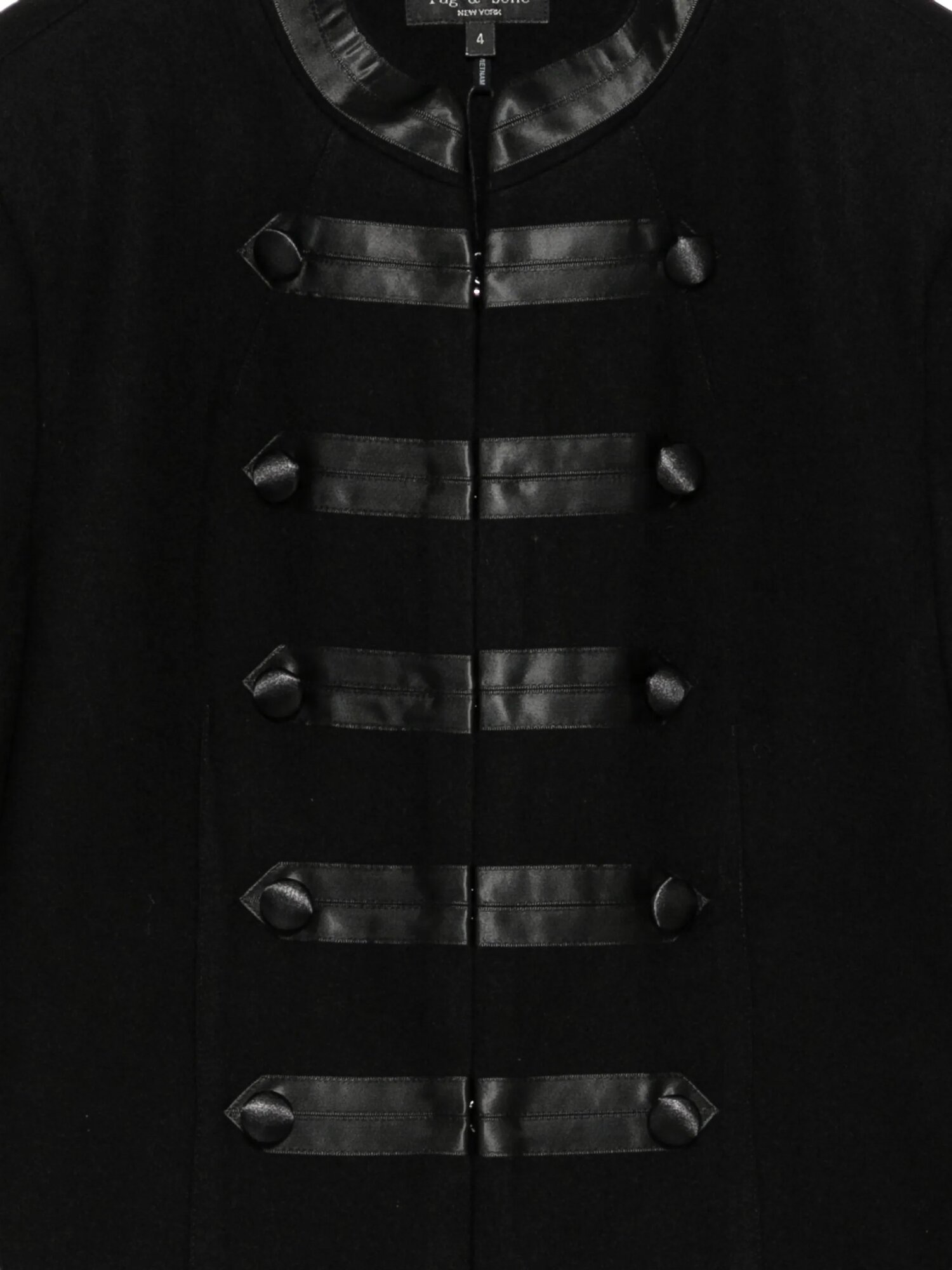 Куртка Rag & Bone Militare leather-trim jacket, размер 6, черный — фото 1
