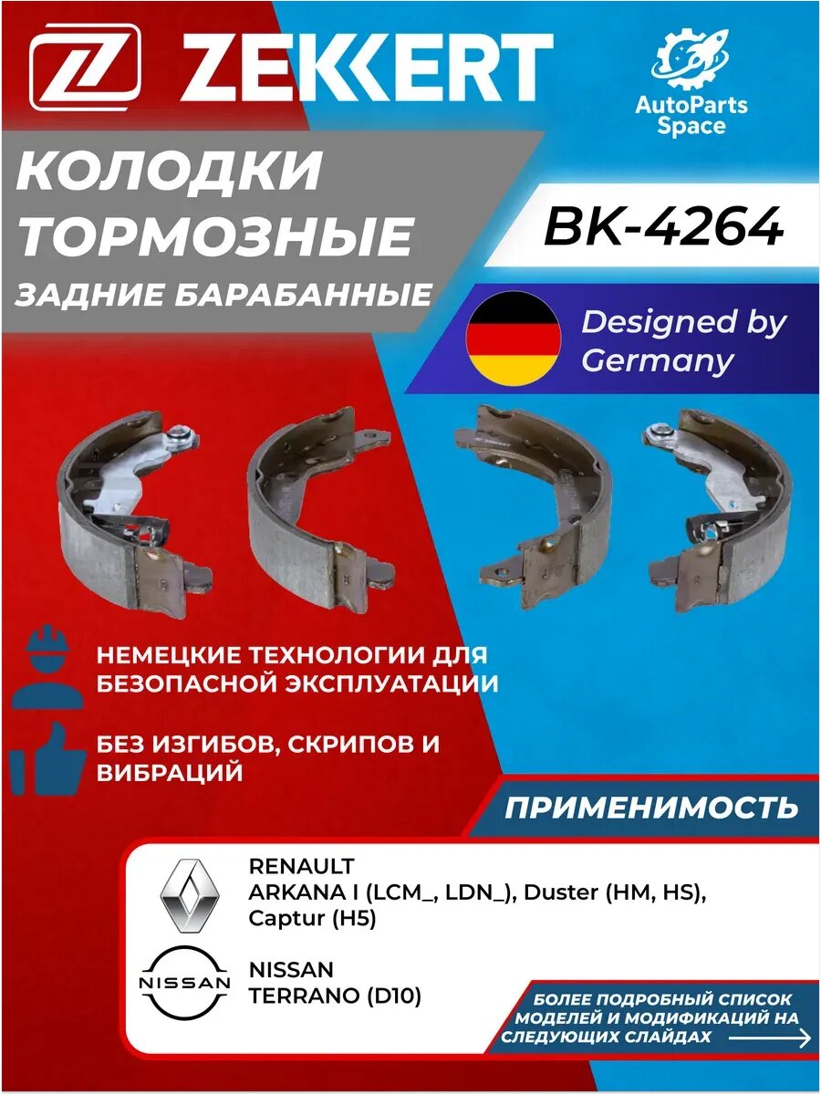 Тормозные Колодки Задние Рено Дастер (HM, HS), Каптюр (H5)