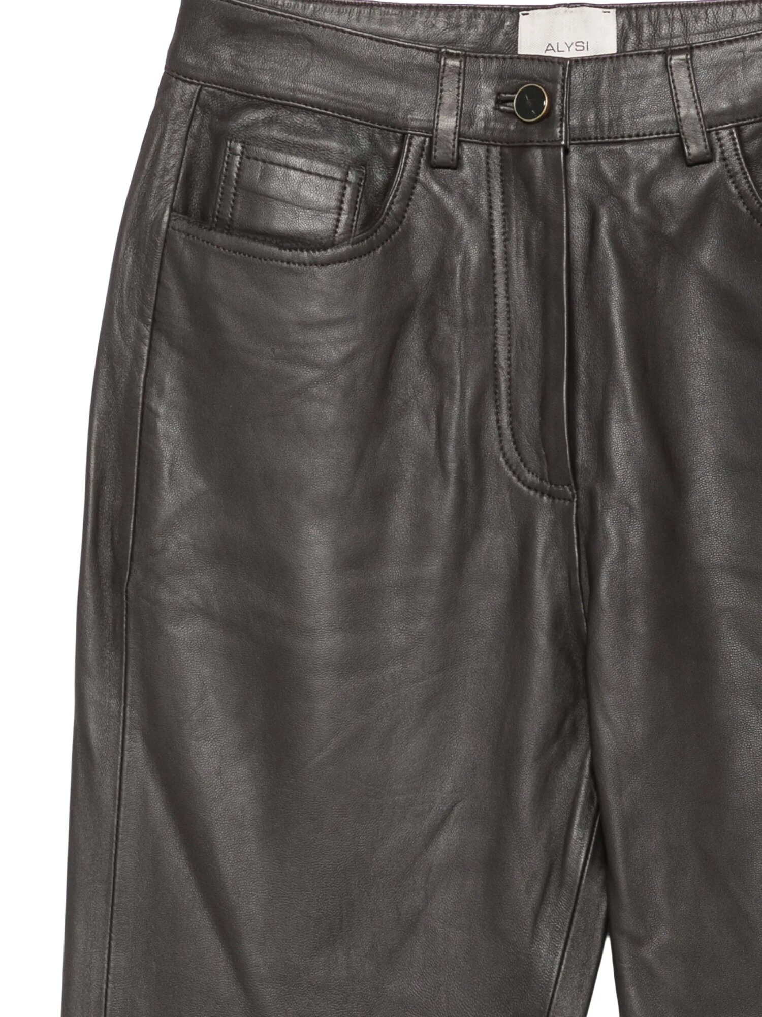 Брюки Alysi Leather trousers, размер 40, коричневый — фото 1