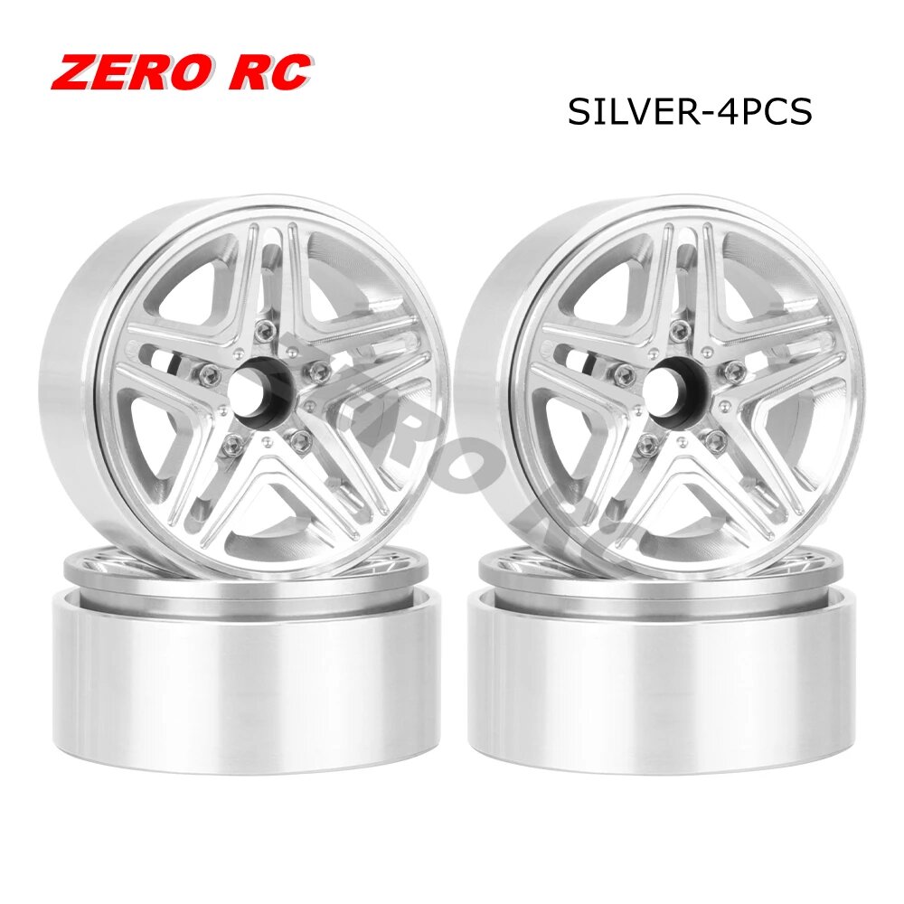 COOL RACING Алюминиевые колёса 1.9" 5-спицевые для RC машин Серебряный, SILVER 4PCS