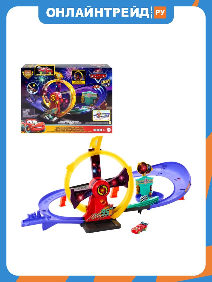 Игровой набор Mattel JMT57 Cars Гонка машинок в честь Молнии Маккуина: гоночная трасса