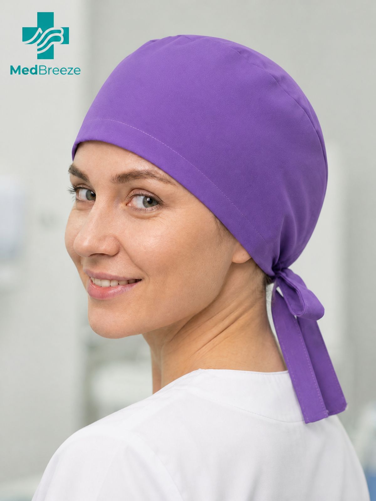 Шапочка медицинская однотонная MedBreeze, быстросохнущий хирургический колпак с охлаждающим эффектом и впитывающей лентой