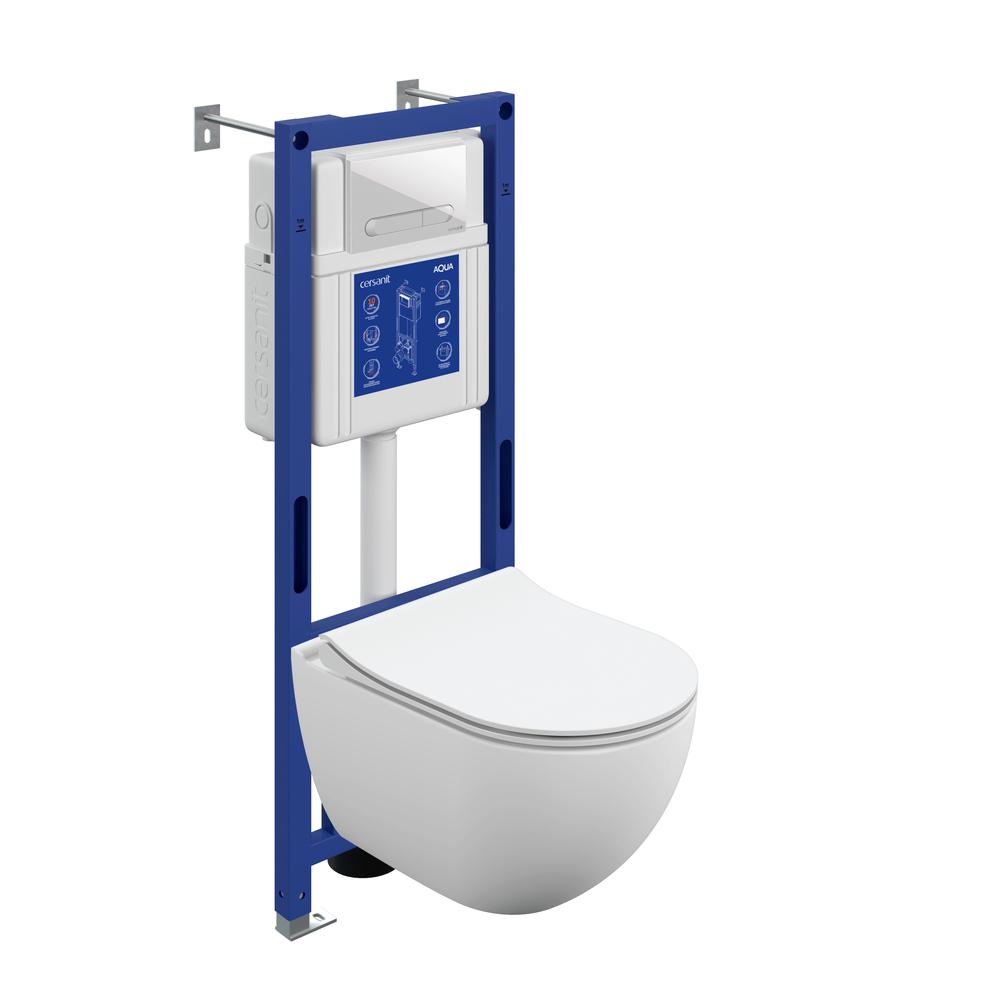 Унитаз с инсталляцией Cersanit Brasko Smart DPL EO Slim Aqua 40 Smart M 69334 цвет Белый с сиденьем Микролифт и клавишей смыва цвет Белый