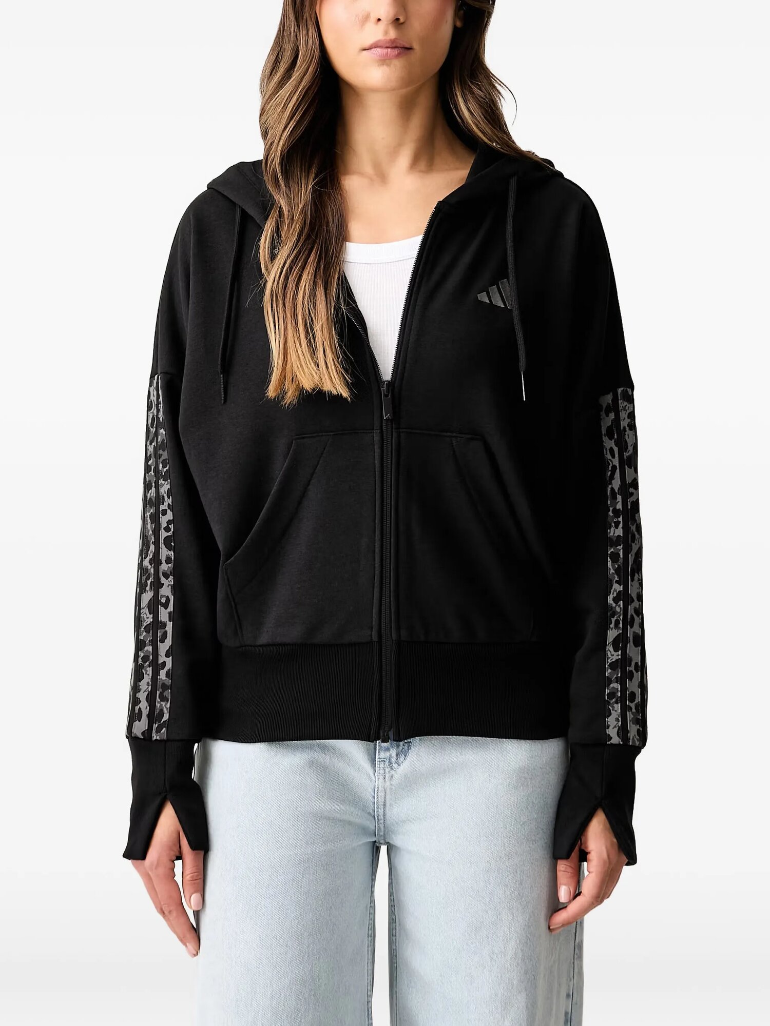 Худи Leopard-print-stripe hoodie