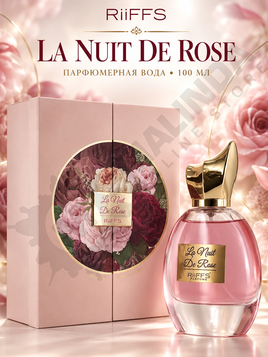 RIIFFS LA NUIT DE ROSE Парфюмерная вода женская, фруктово-цветочная, флакон 100 мл