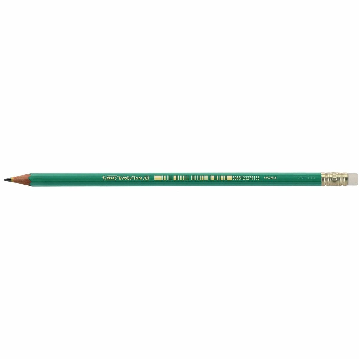 Карандаш чернографитный BIC Evolution Eco (НВ, корпус зеленый, с ластиком, заточенный, пластик) (880332), 1шт.