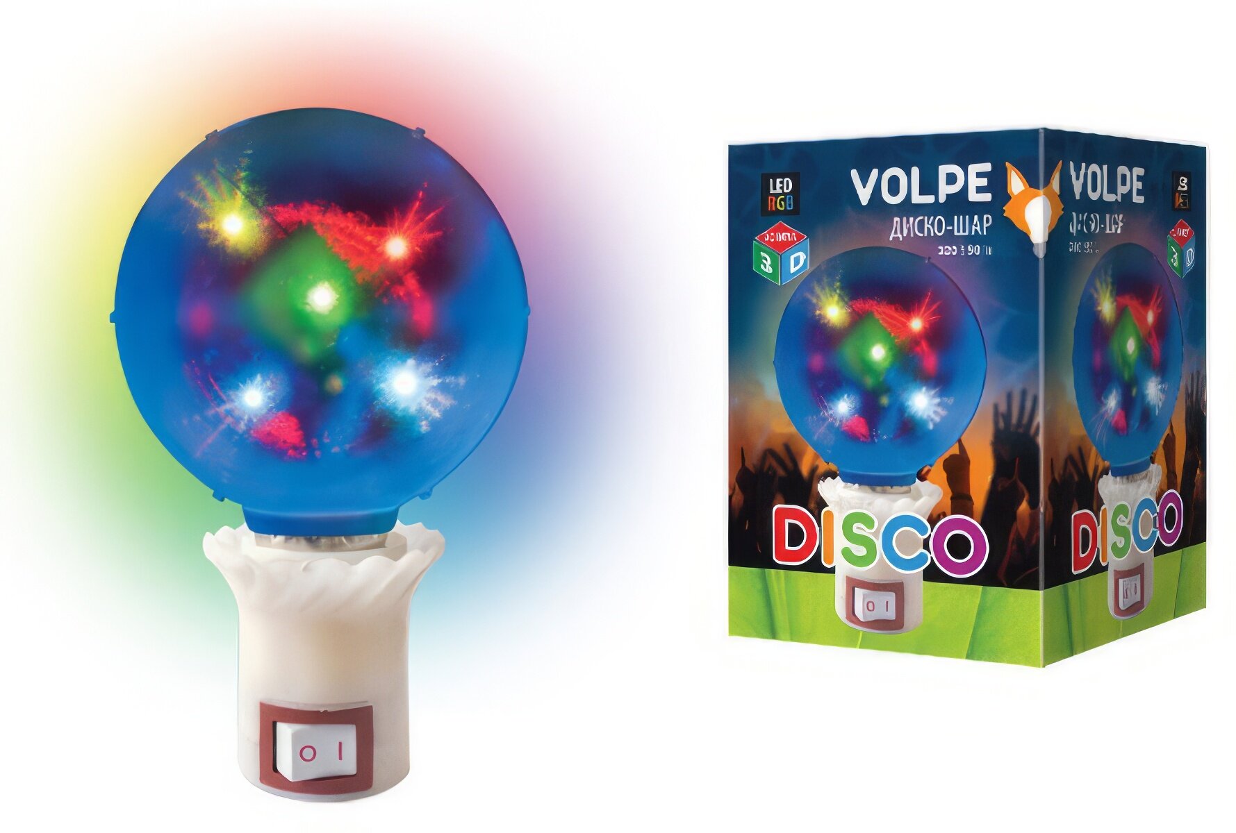Лампа проектор UNIEL Disco 1,5Вт RGB 3D с выключателем