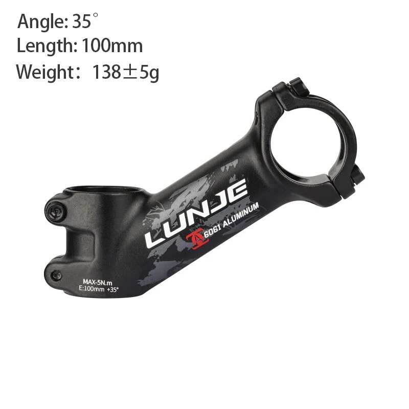 LUNJE Вынос руля MTB 31.8 мм 60-110 мм черный 35Degree-100mm