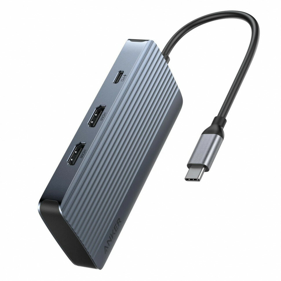 Хаб Anker USB-C Hub 7-in-1 Dual Display (A8374AA1) Gray