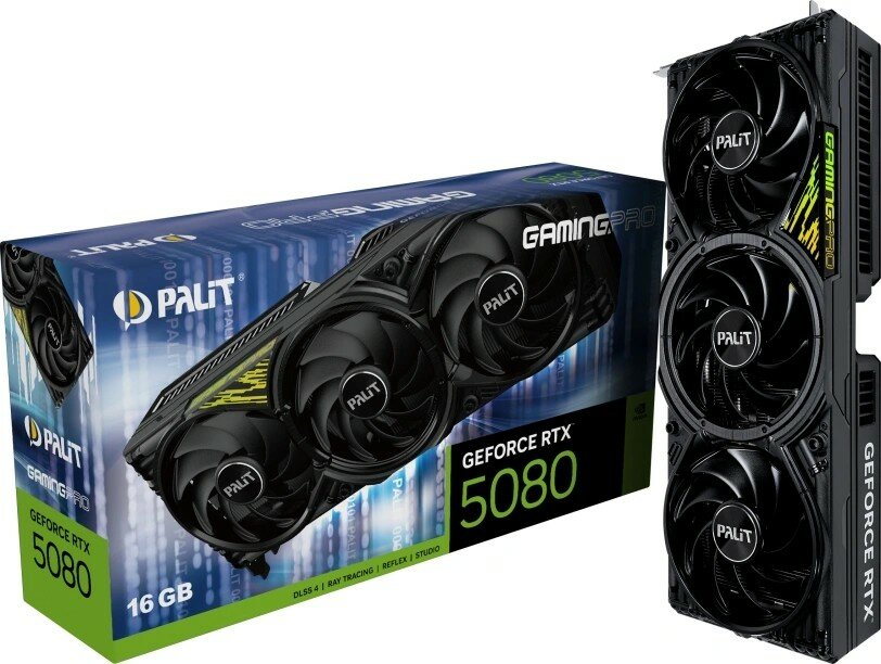 Видеокарта Palit NVIDIA GeForce RTX 5080 PA-RTX5080 GAMINGPRO V1 16ГБ GamingPro, GDDR7, Ret (ne75080019t2-gb2031y)