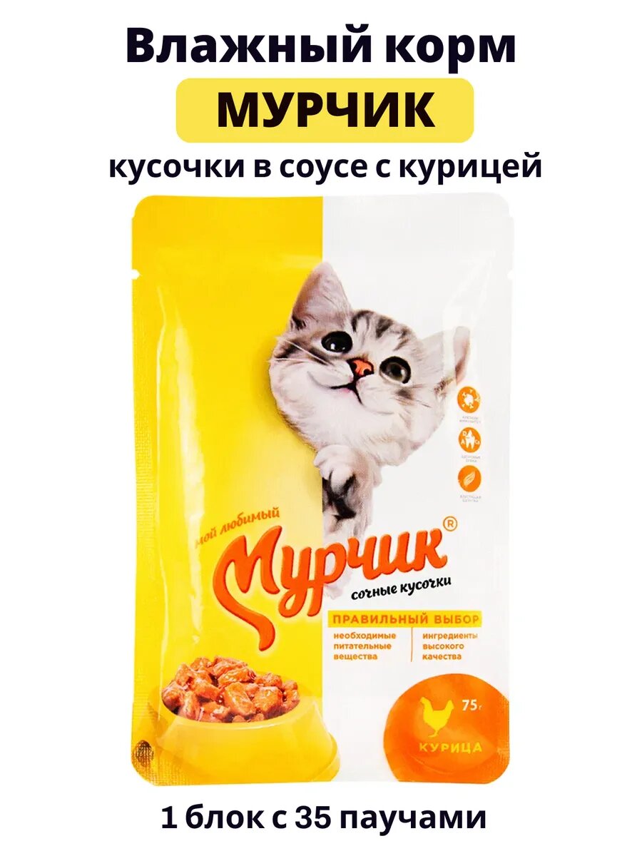 Влажный Корм для Кошек с Курицей в Соусе