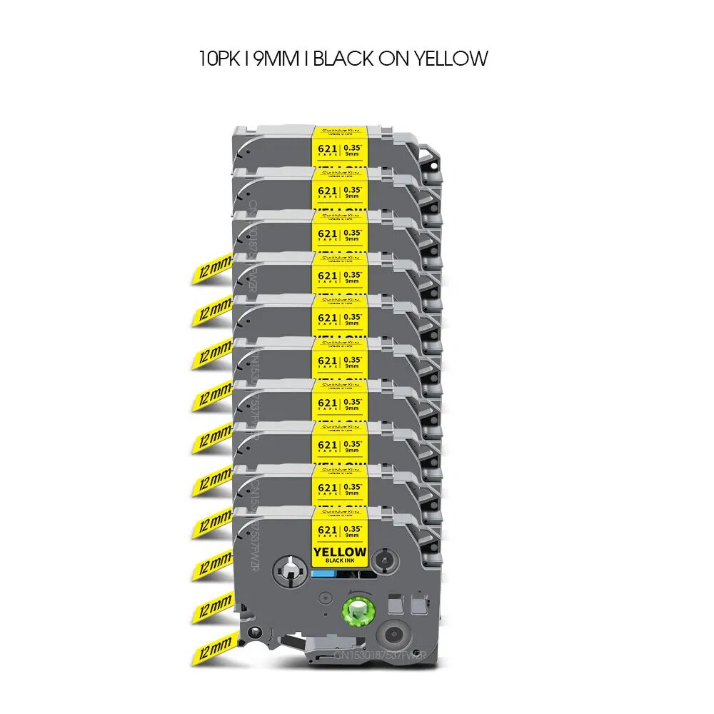 Этикетки Brother TZe221 9 мм, 10PK Black on Yellow