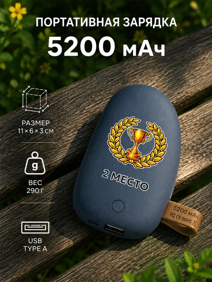 Внешний аккумулятор Pebble 5200 мАч с надписью "2 место"