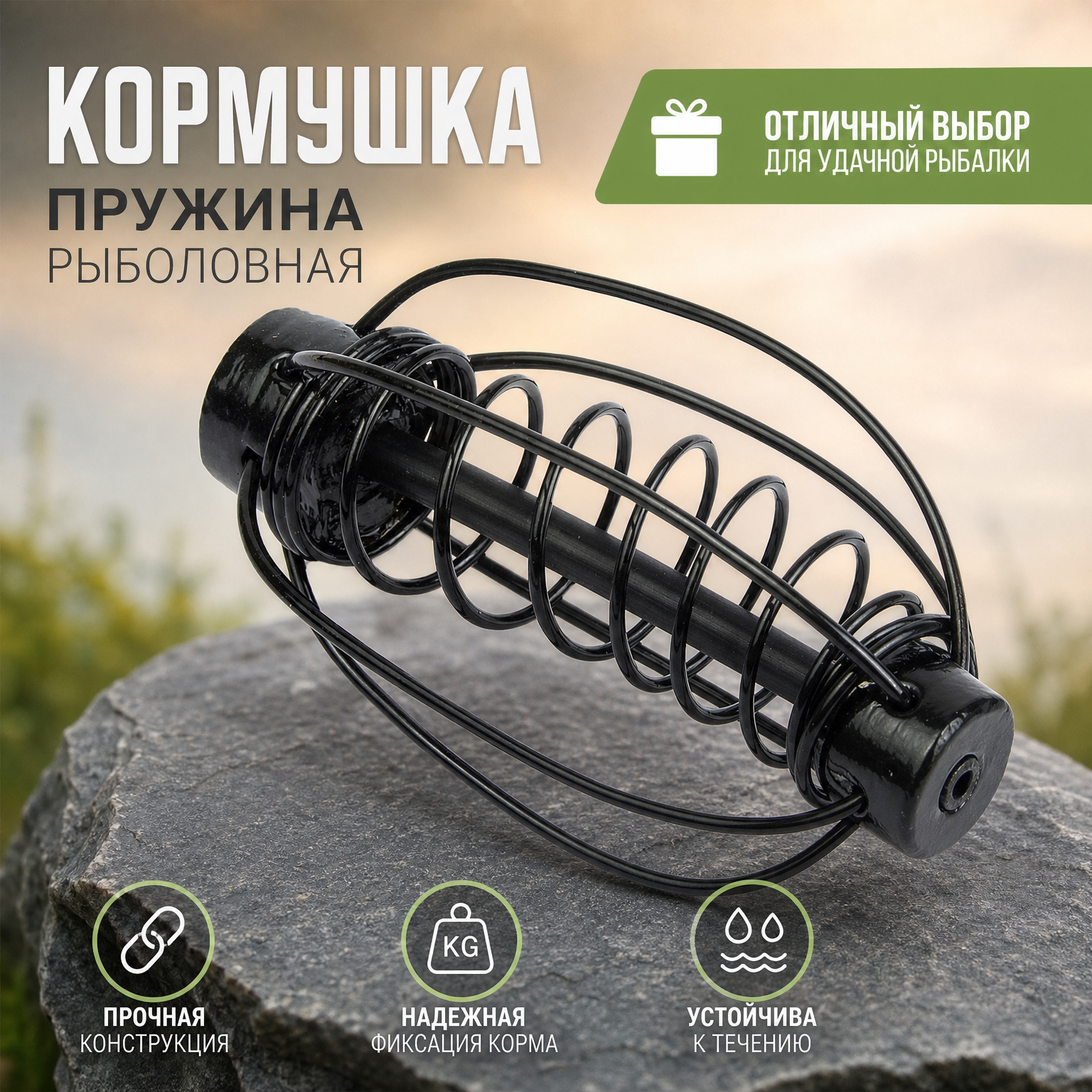 Кормушка Пружинная Рыболовная (окрашенная, скользящая, медная, 60гр) 5штук/упак. (Цвет товара: черный.)
