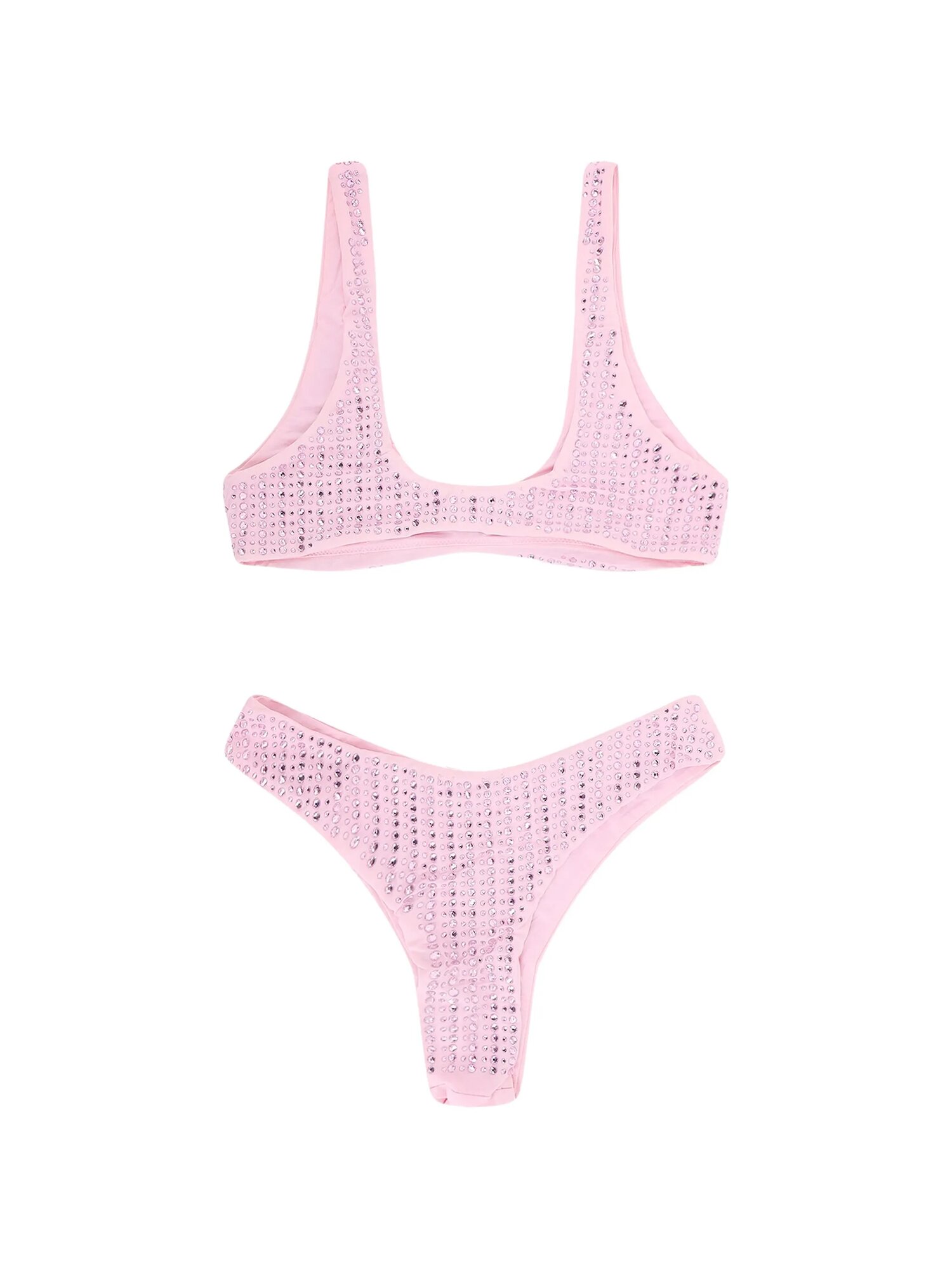 Купальник VENUJA Rhinestone-embellished bikini, размер 44, coral pink — фото 1