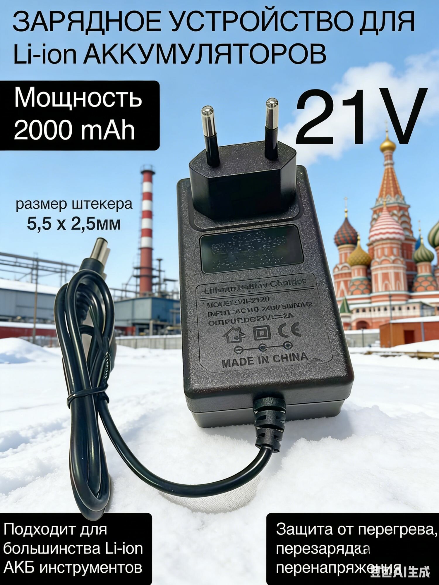 Зарядное устройство 21V2A для аккумуляторов на 21 вольт 2 ампера