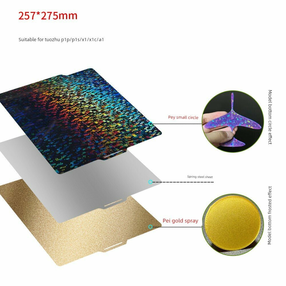 Печатная плата TuoZhu A1 P1S x1c с гладкой поверхностью, пленочным покрытием PEI, нагреваемая платформа, стальная