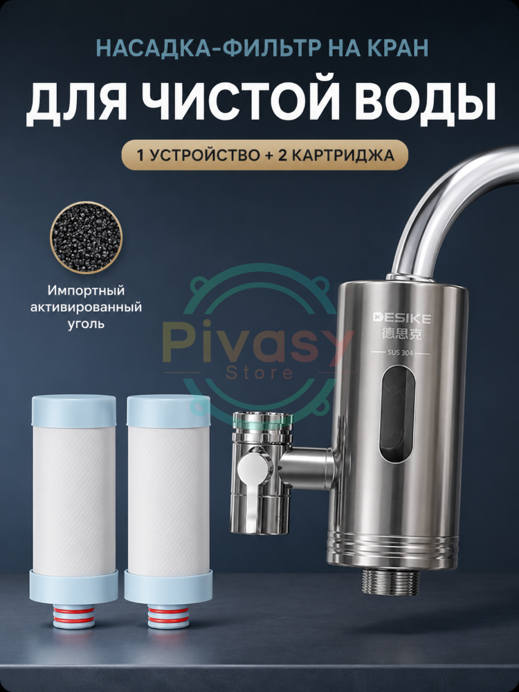 Фильтр для воды из крана, нержавеющая сталь 304, 0,01 мкм, 3 л/мин, для мойки кухонной раковины