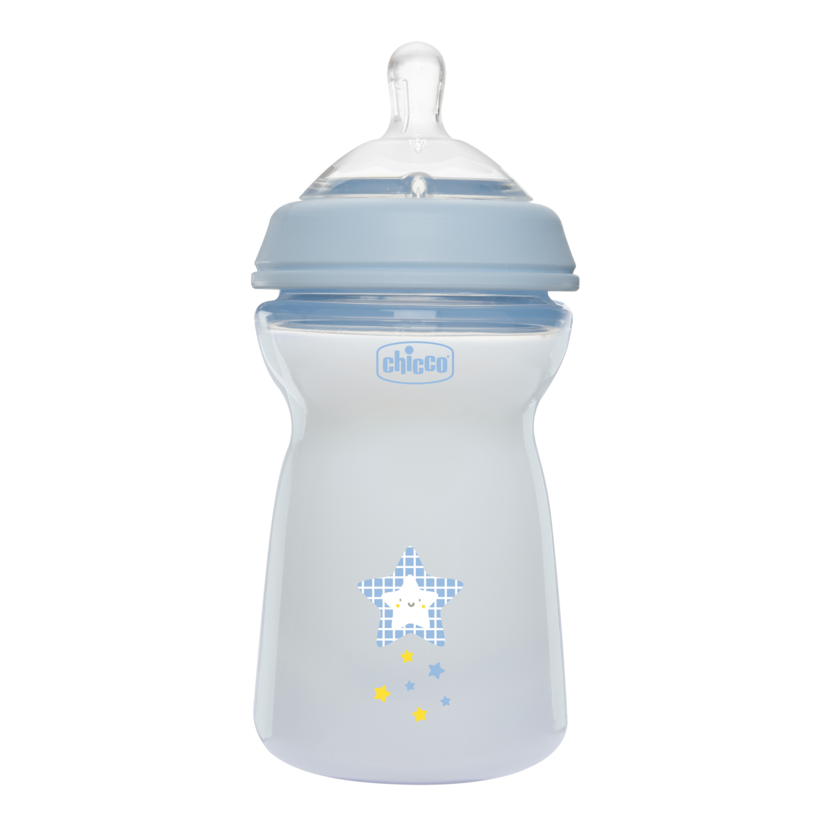 Chicco, Natural Feeling бутылочка с силикиновой соской (голубая), 6 мес+, 330 мл