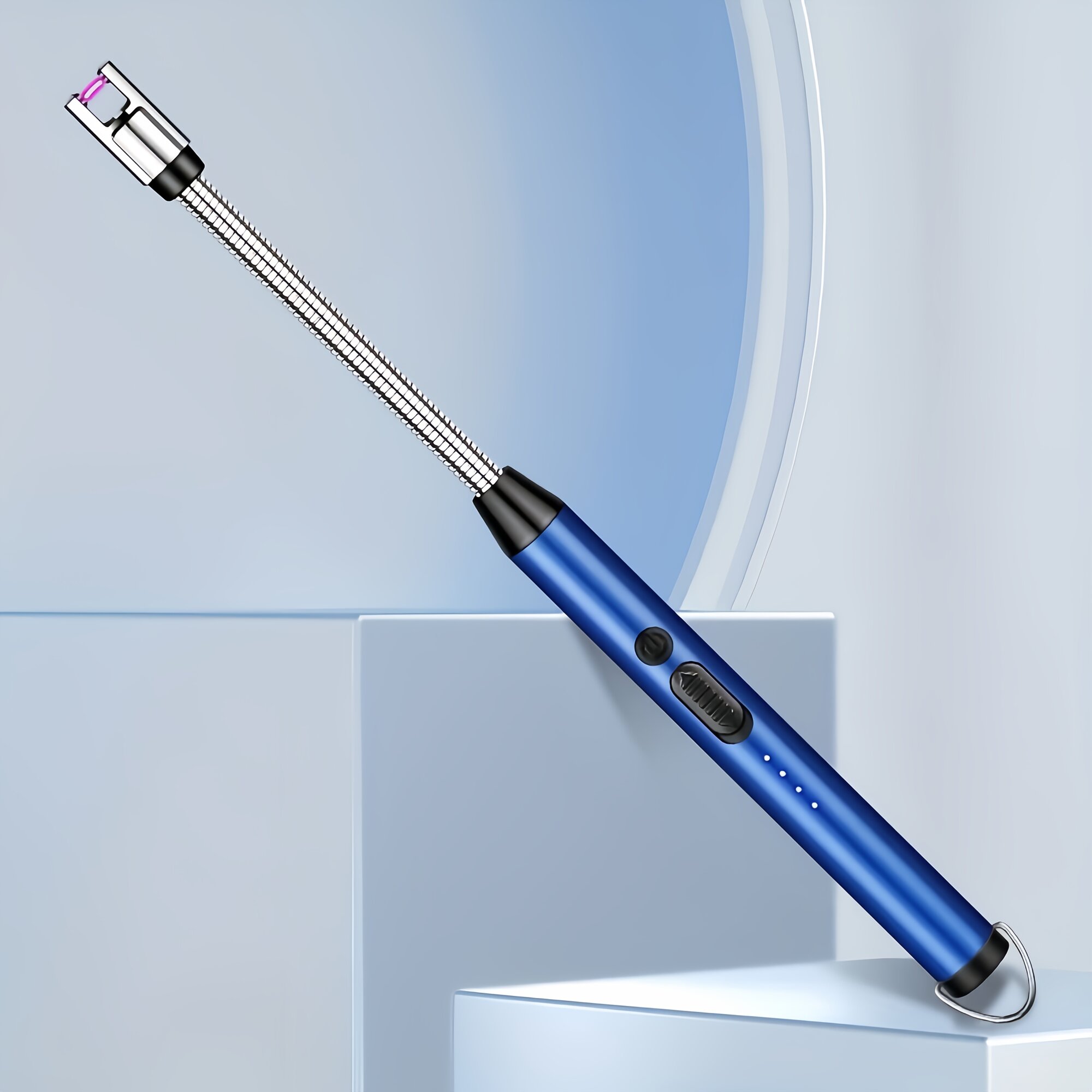 Перезаряжаемая электронная зажигалка с изогнутым носиком и USB-зарядкой, ветрозащитная портативная многофункциональная модель для свечей, газовой плиты, барбекю и дома, синий
