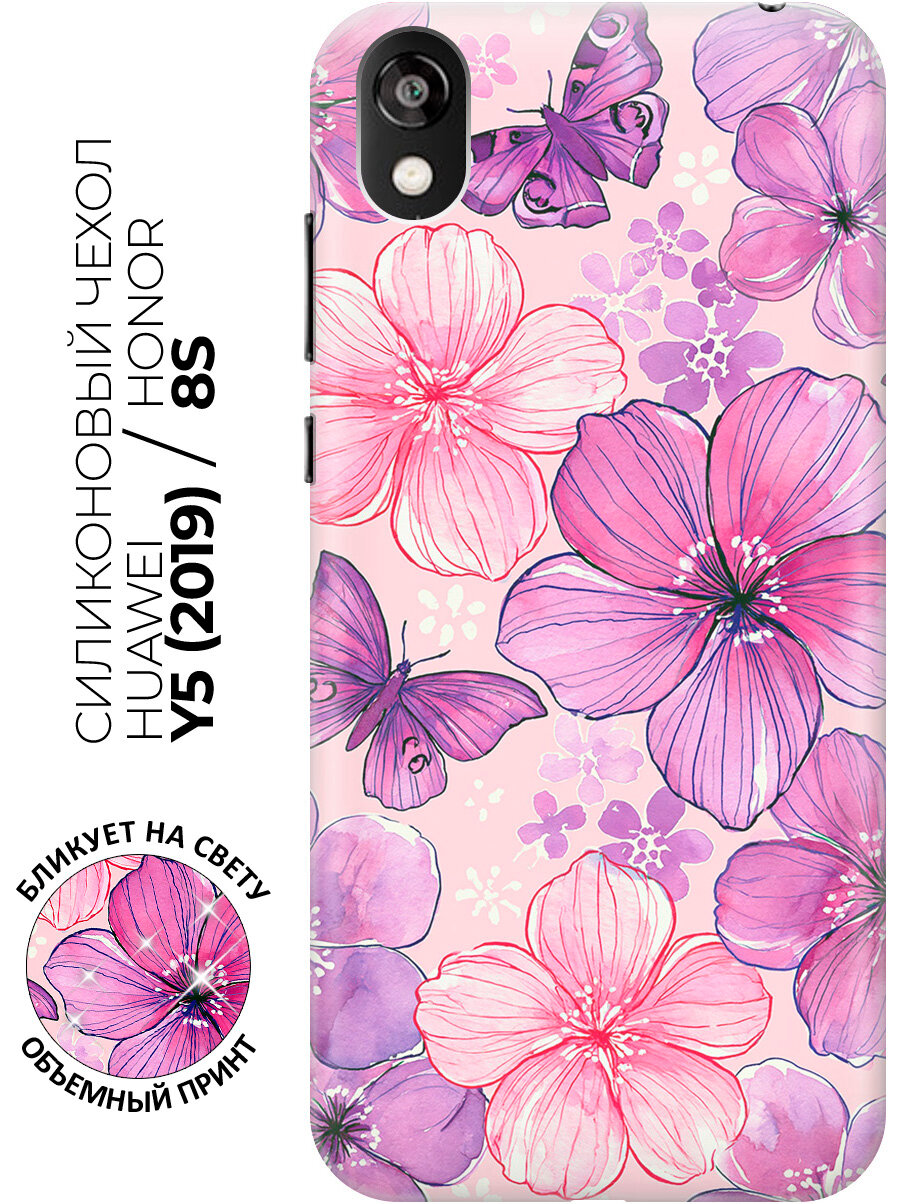 Силиконовый чехол на Honor 8S / Huawei Y5 (2019) с принтом "Танец лепестков и крыльев"
