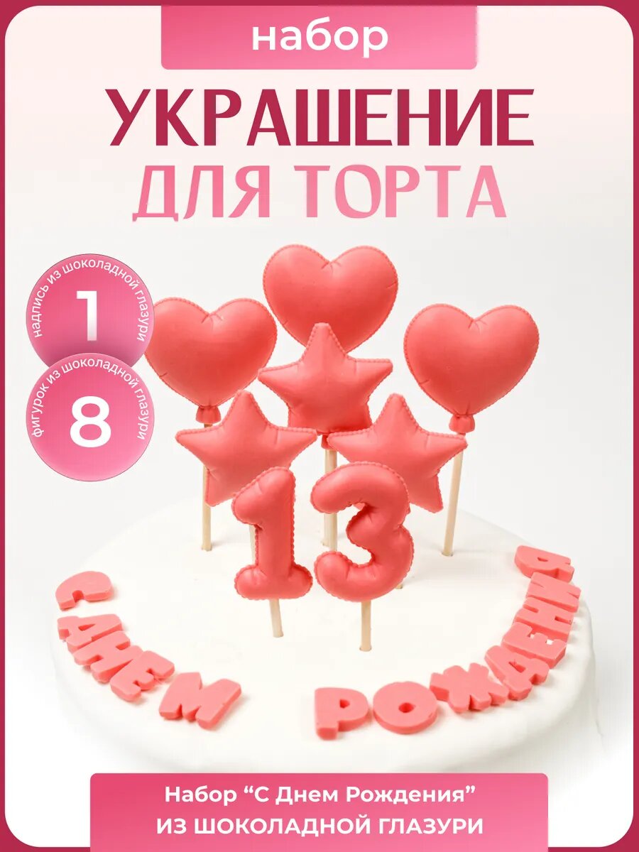 Шоколадные украшения для торта. Цифра 13