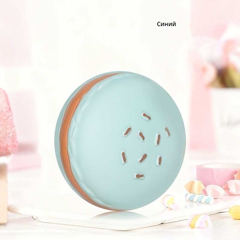 Игрушка для собак из латекса в виде макаруна, синяя, для чистки зубов, с пищалкой, многоразовая, моющаяся