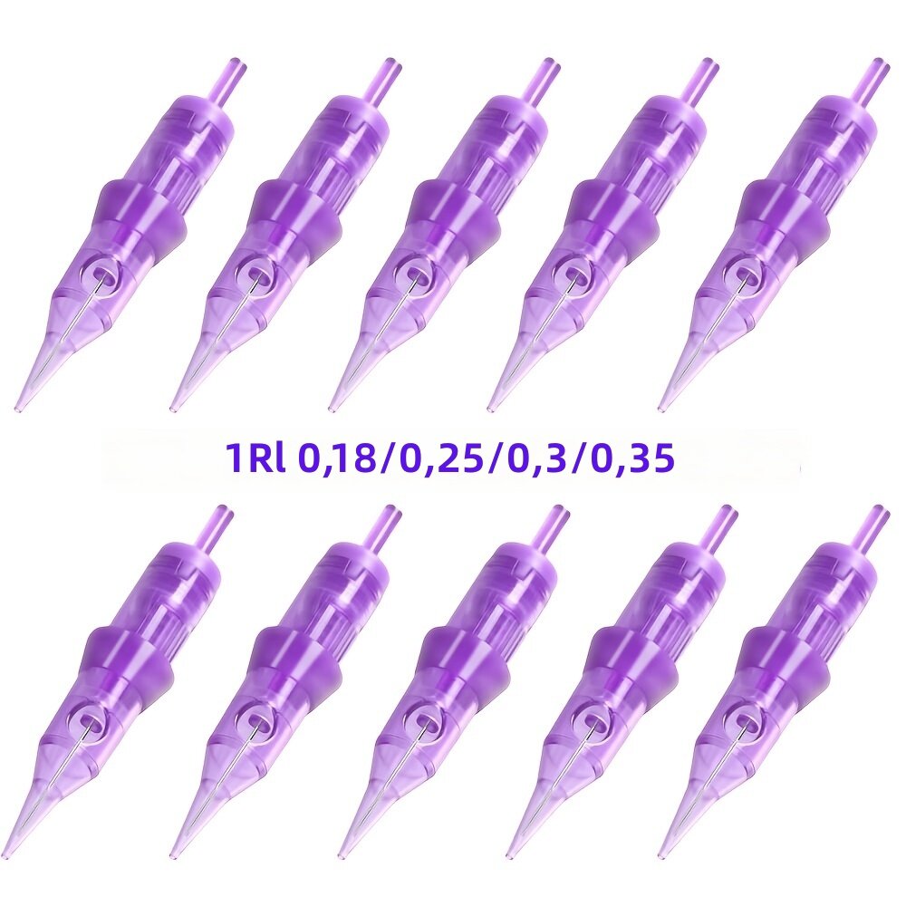 Тату-картриджи 1RL 0.35 мм, 10 шт, для микроблейдинга, SMP и татуажа бровей и губ, для тату-машины