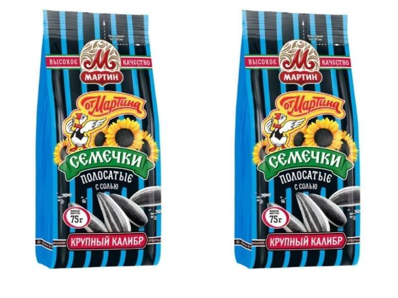 От Мартина Семечки отборные полосатые с солью, 75 г, 2 шт