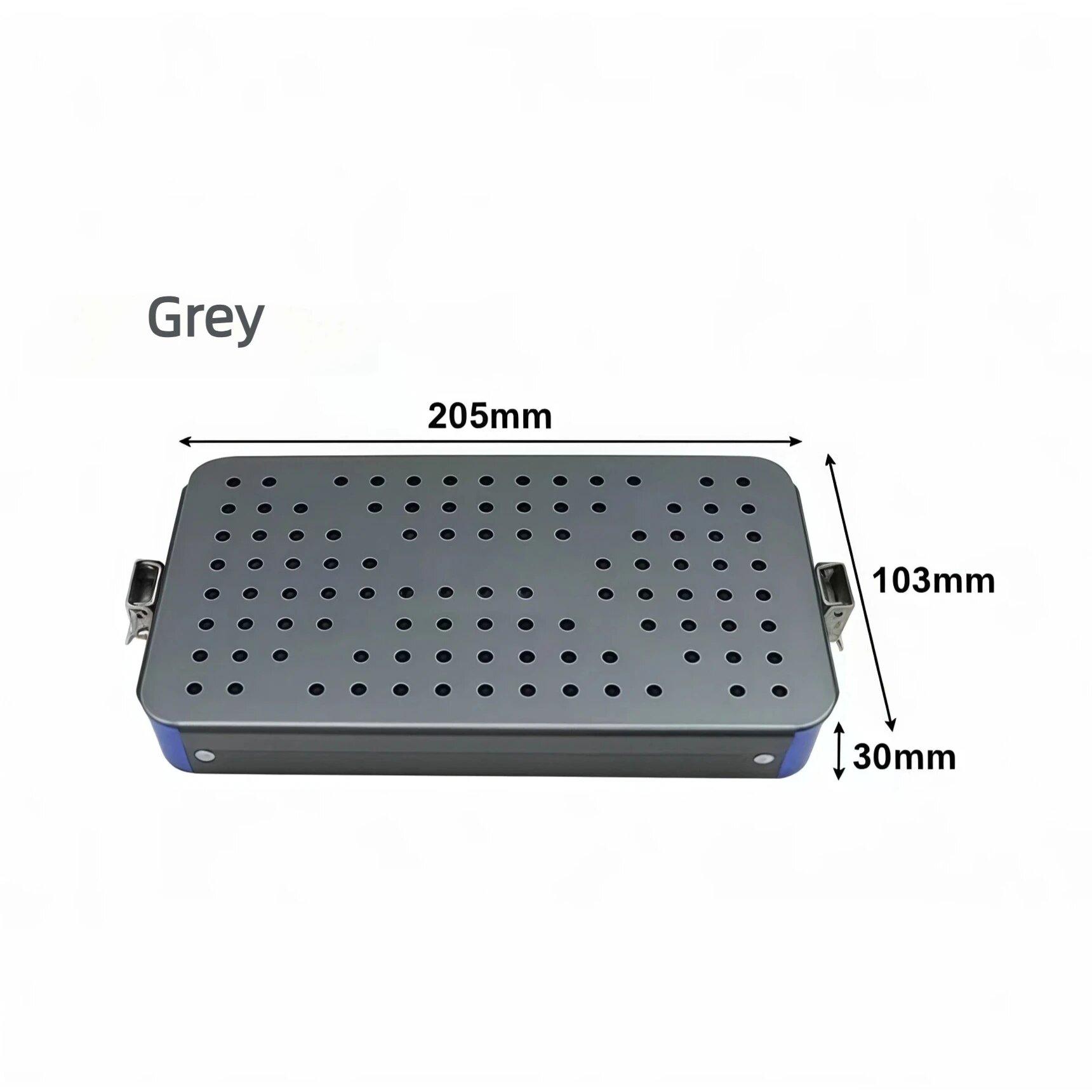 Стерилизационный кейс алюминиевый серый 205x103x30mm