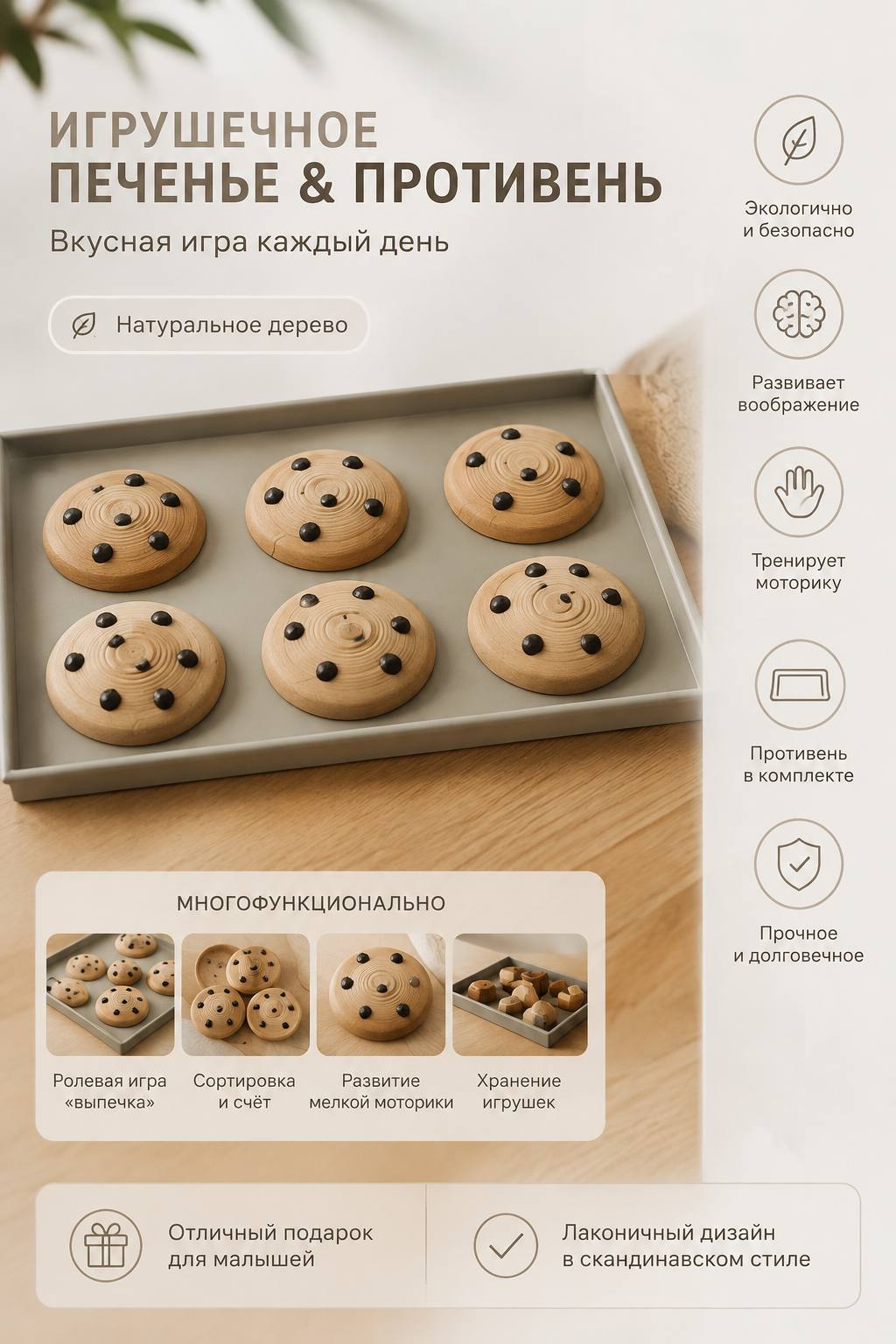 Игрушечное печенье с противнем — уютный набор для игр