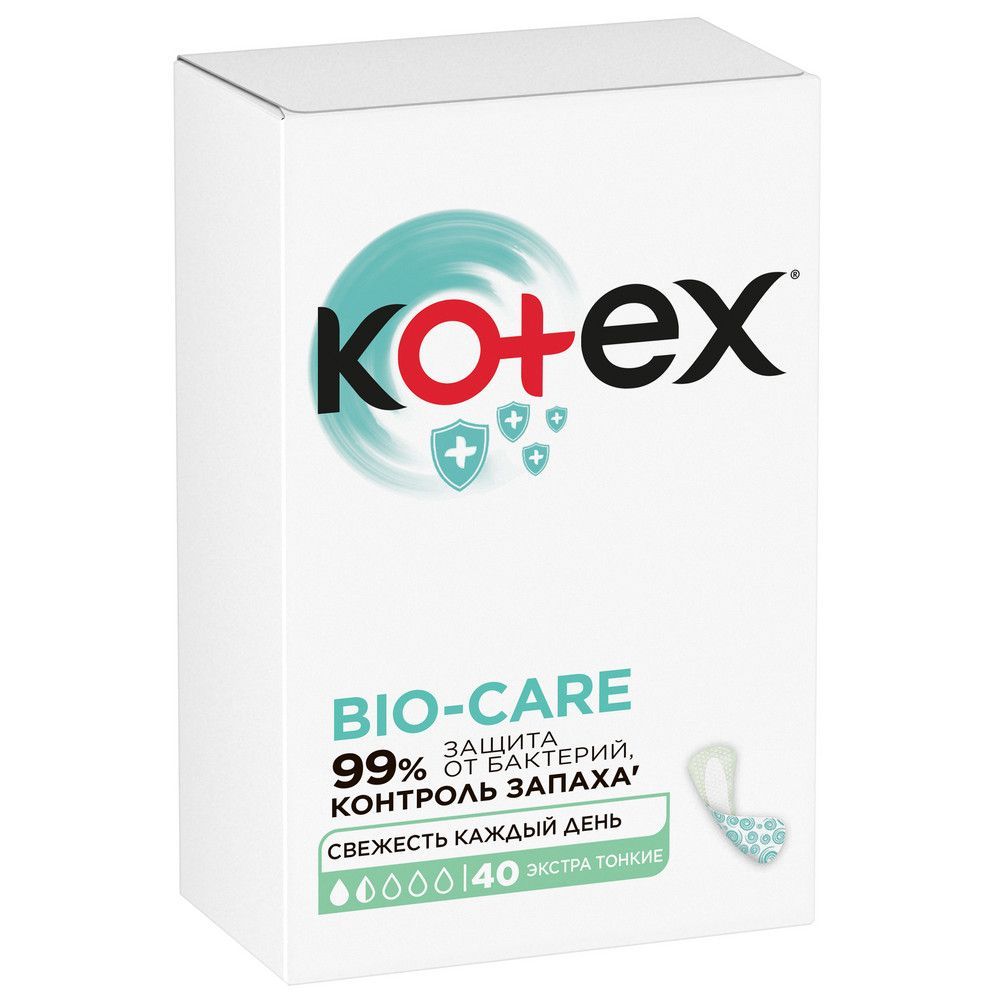 Прокладки женские Kotex ежедневные, Био-кэа экстра тонкие, 40 шт