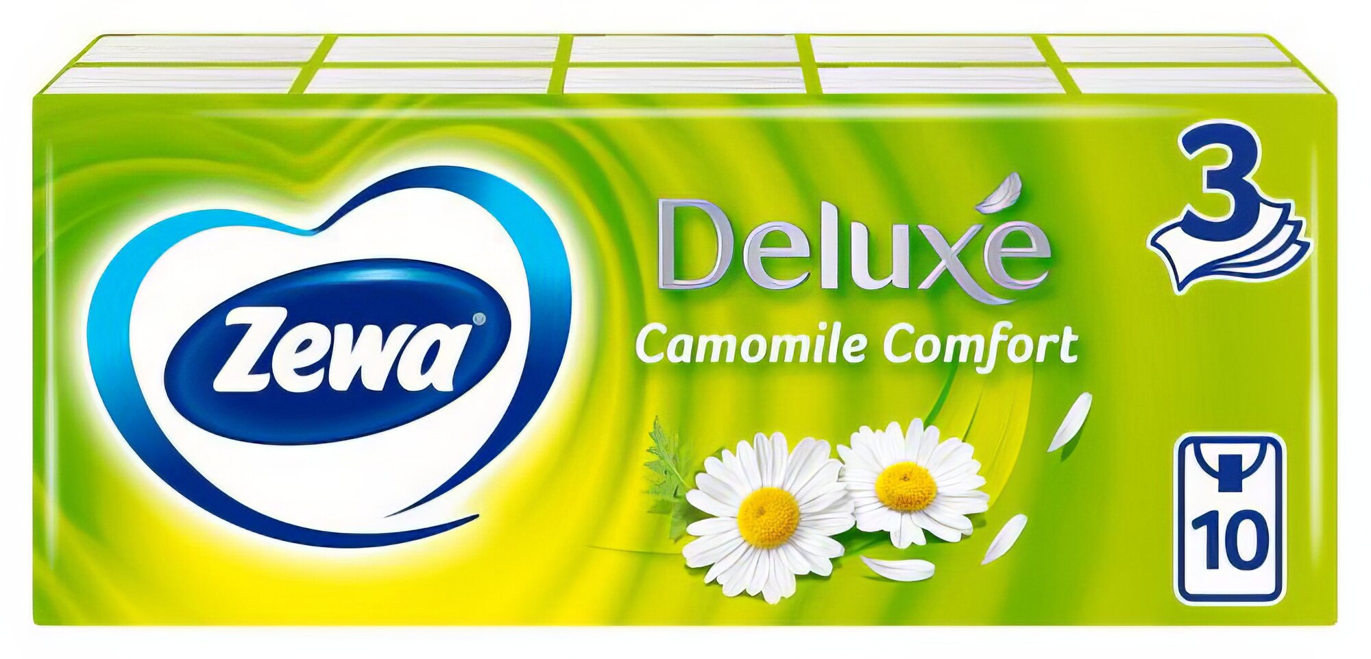 Платки носовые ZEWA Deluxe Camomile 3-слойные 10шт 10уп.