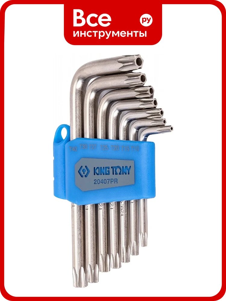 Набор Г-образных ключей TORX KING TONY T10-T40 с отверстием 7 предметов 20407PR
