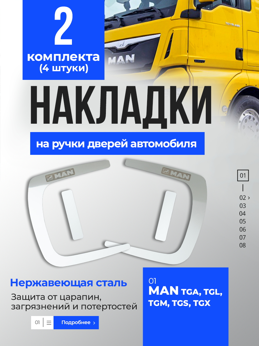 Накладки на ручки дверей автомобиля Гравировка Ман TGA, TGL, ТGM, TGS, TGX / MAN TGA, TGL, ТGM, TGS, TGX