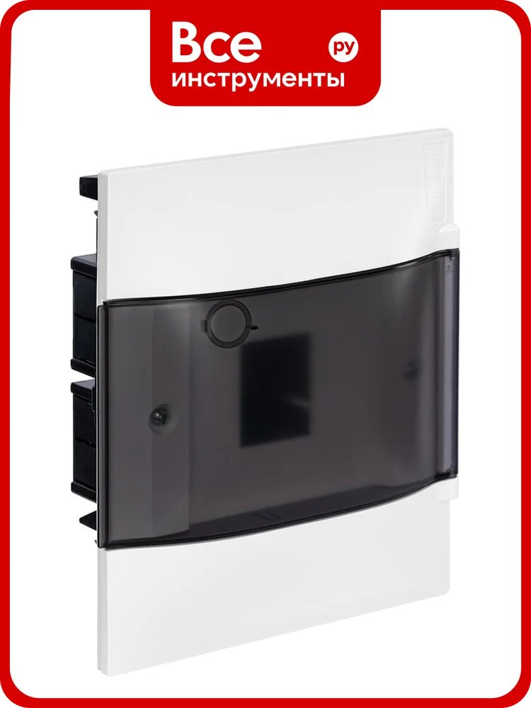 Пластиковый щиток Legrand Practibox S встраиваемый 1x4 Дымчатая дверь 134554