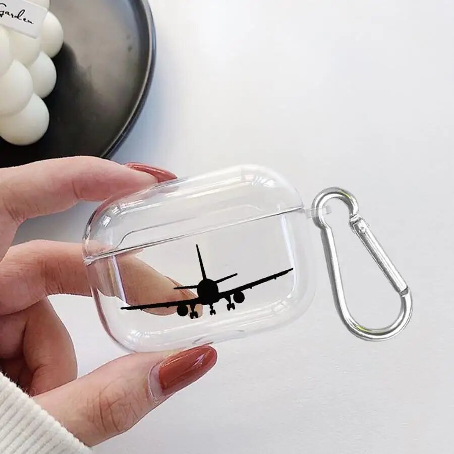 Чехол для AirPods Pro 3 с самолетом, прозрачный