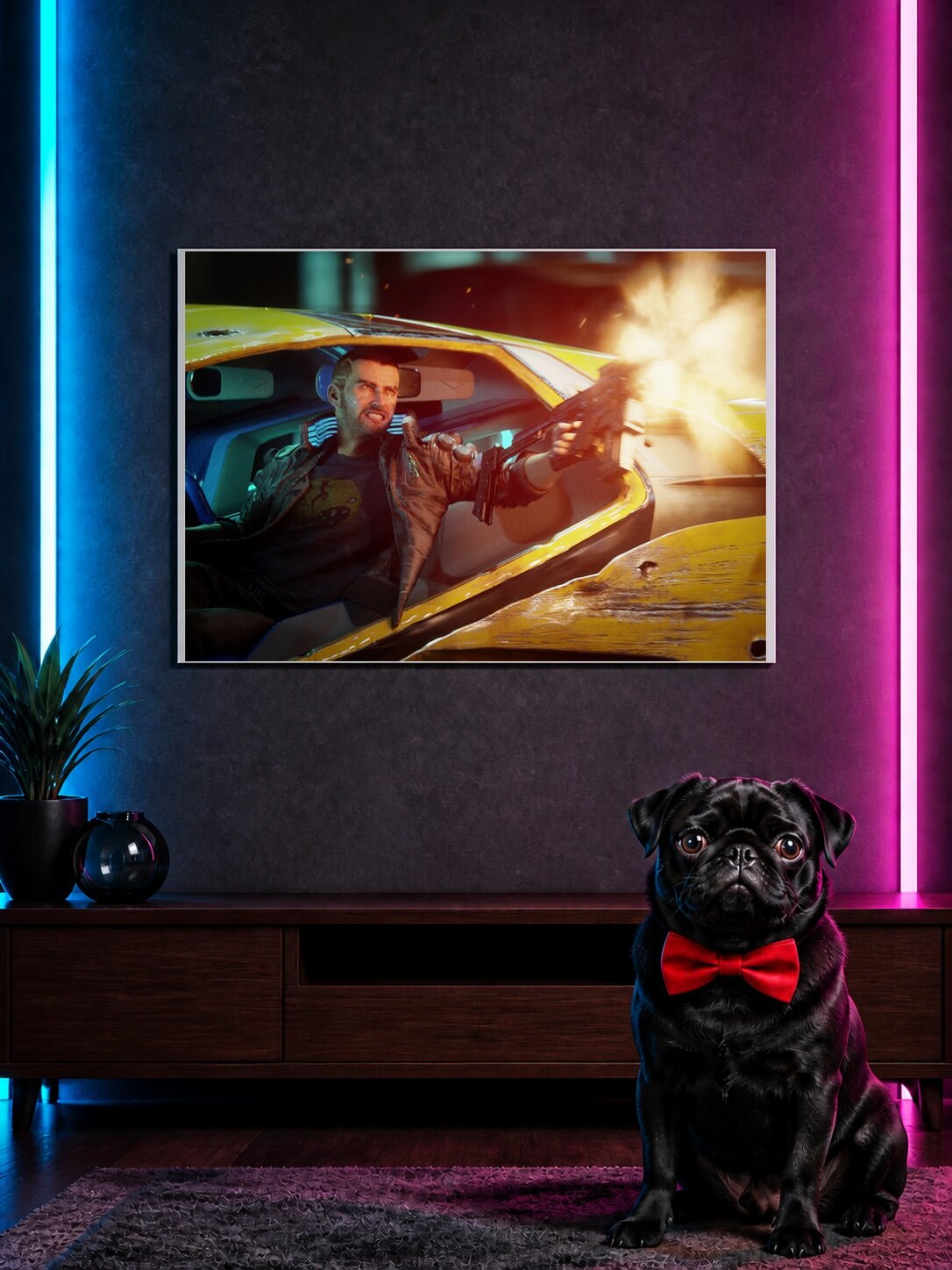Постер Cyberpunk 2077 Сага — контрастный игровой арт A3