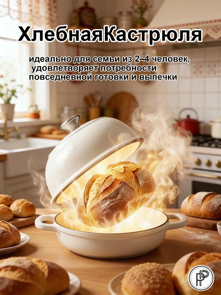 Форма для выпечки 24 см x 24 см чугун круглая антипригарное покрытие бежевый