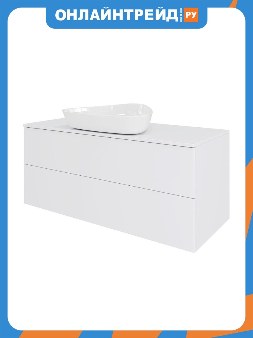 Тумба с раковиной Orange Отто Ot-100TuMDF+B07-500W подвесная 100 см, белый глянец