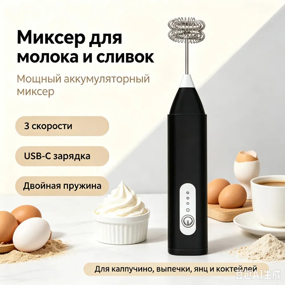 Капучинатор и вспениватель для молока электрический c аккумулятором